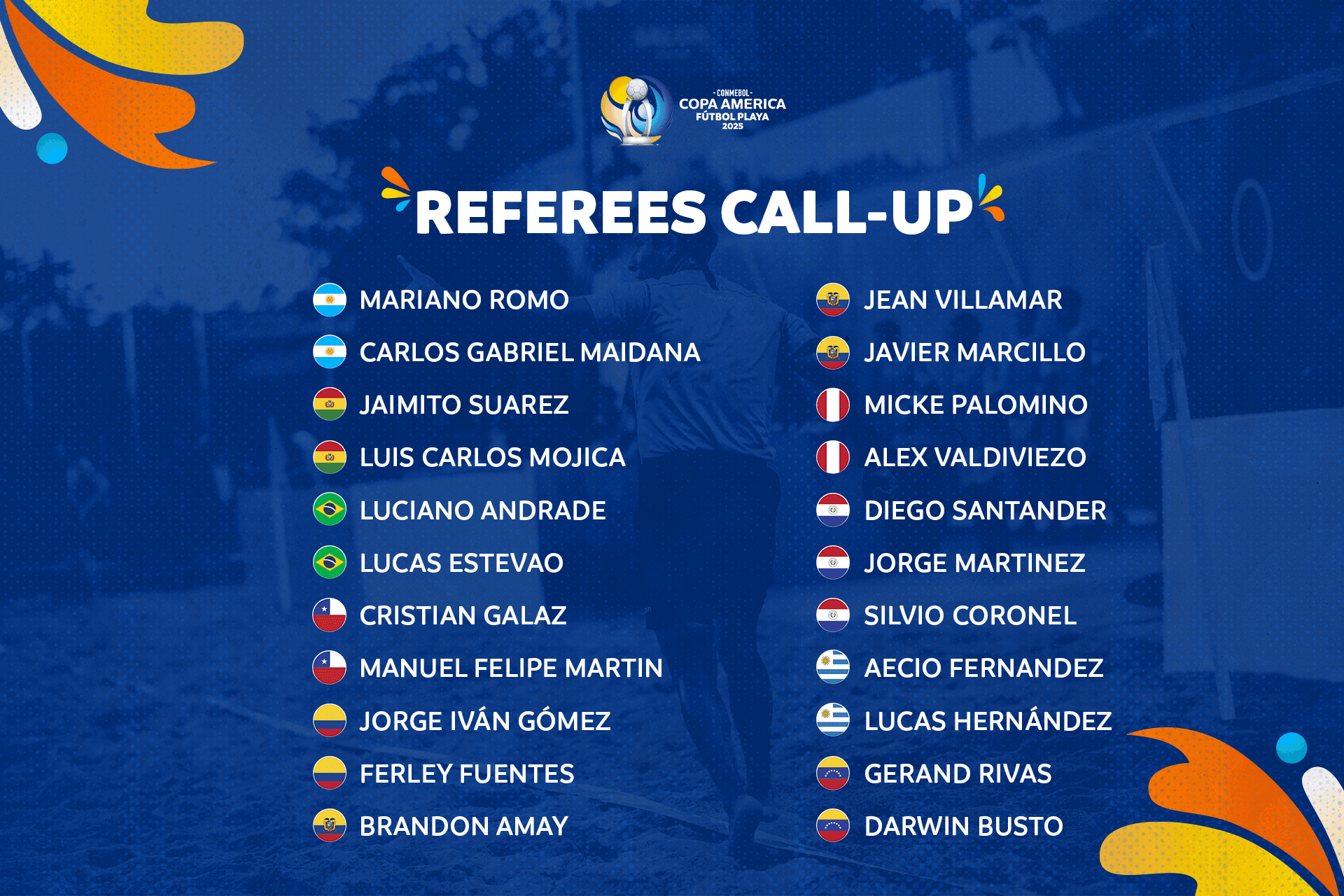 Referees for the CONMEBOL Copa América Fütbol Playa 2025™