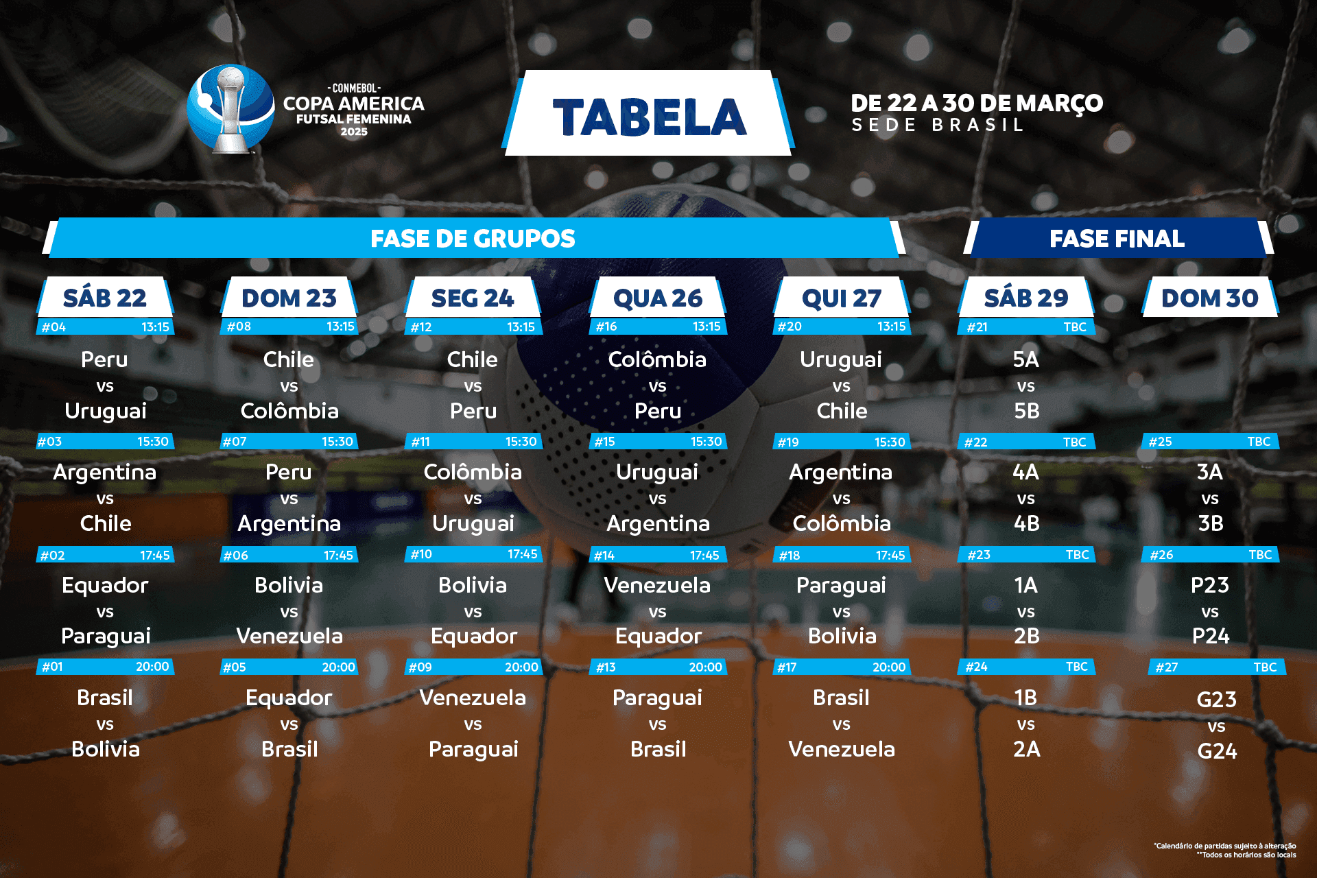 CONMEBOL Copa América Futsal Feminina 2025™: Fixture Completo ...